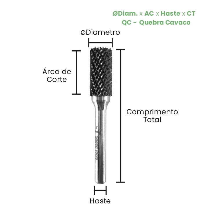 LIMA ROTATIVA MD CILÍNDRICA CORTE TOPO - Ø6,0x16x6x65 (QC) - Speed Tools